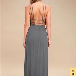 Lulus | Dresses | Lost In Paradise Slate Grey Maxi Dress | Poshmark